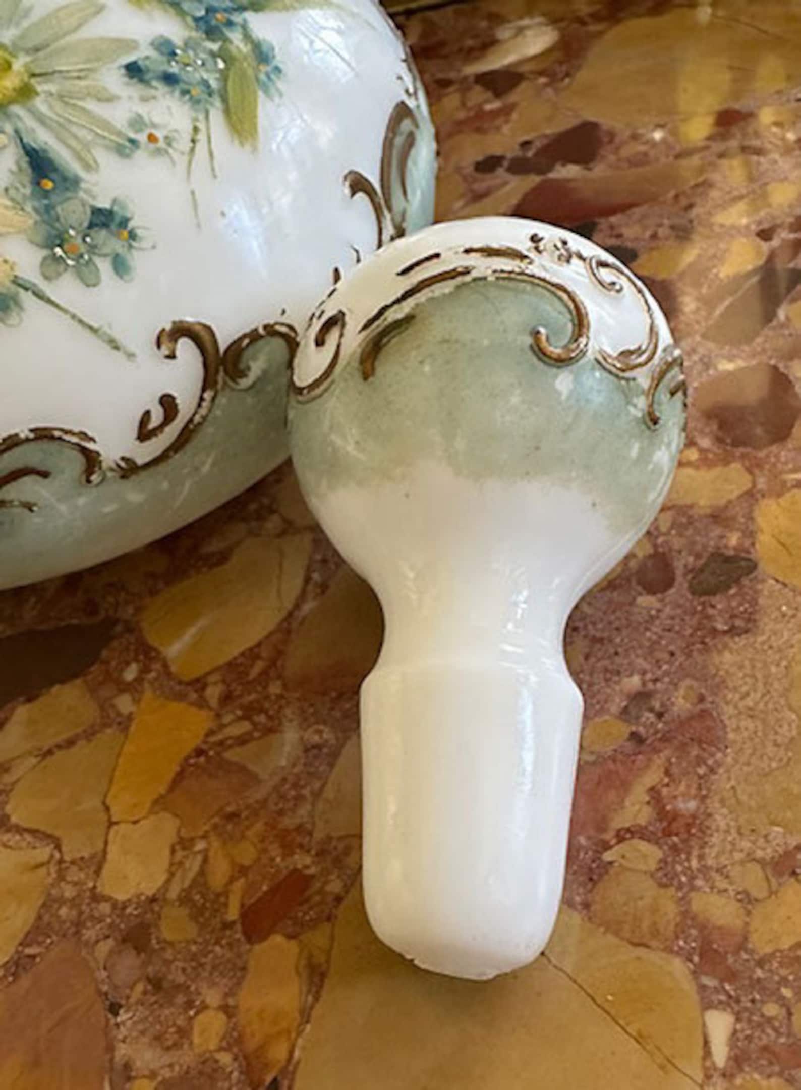 Antique Milk Glass Barber Shop Bottles Hand Painted Flowers - Etsy