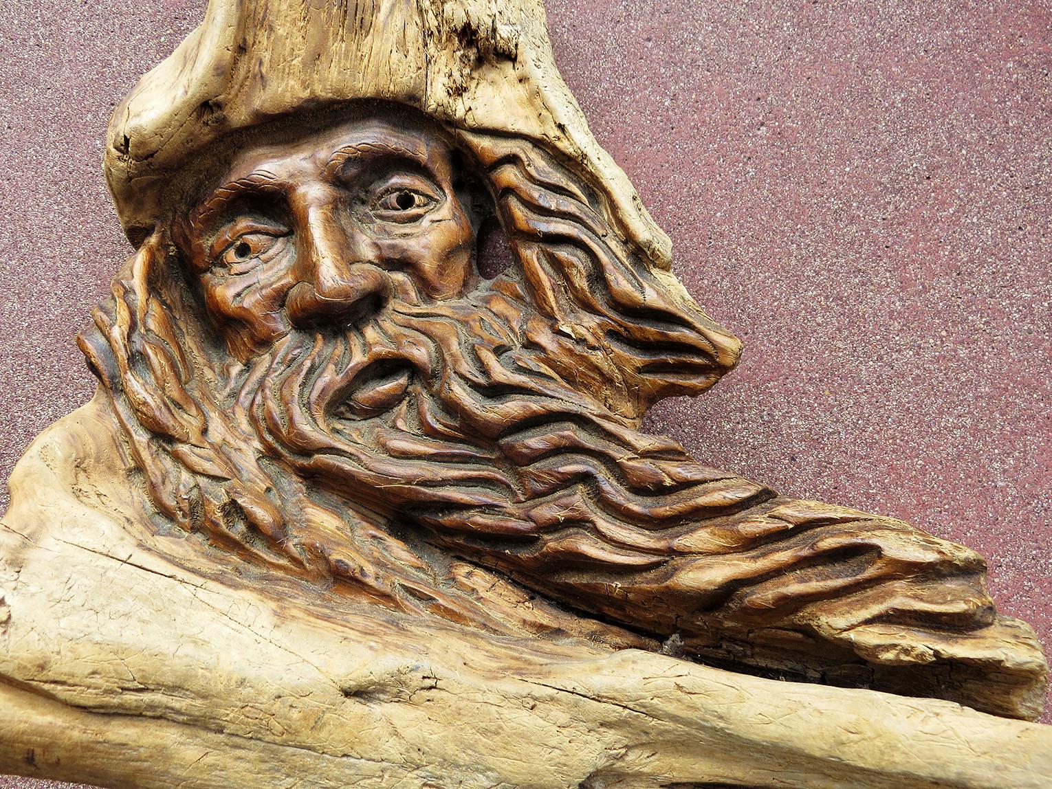 27" Wood Spirit Carving Carved Forest Face Wall Art Sculpture Tree ...