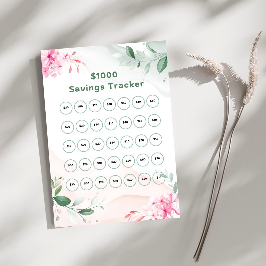 Printable 1000 Dollar Savings Tracker, PDF Digital Download - Etsy