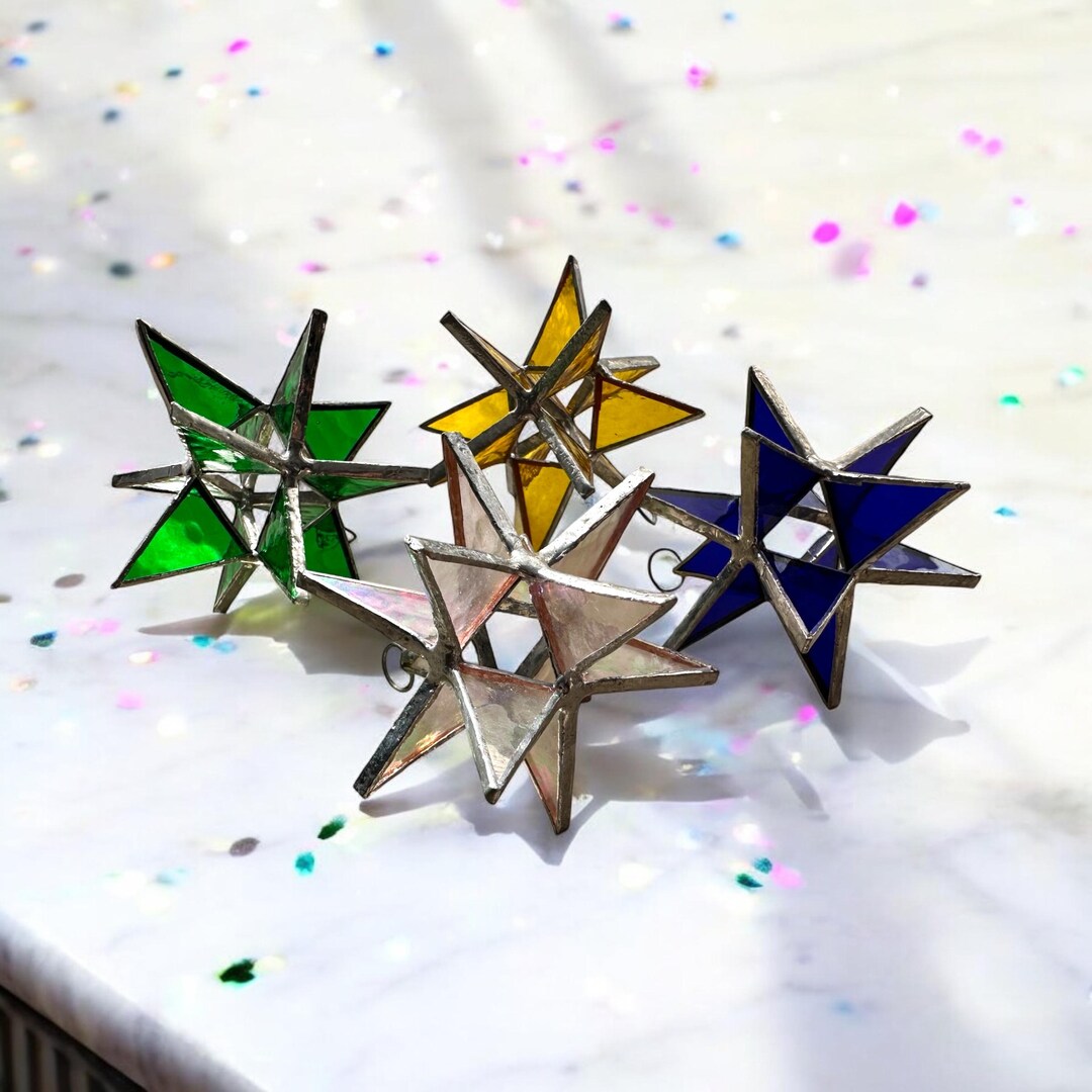 Stained Glass Star Ornaments Set of 4 Pieces in Assorted Colors - Etsy