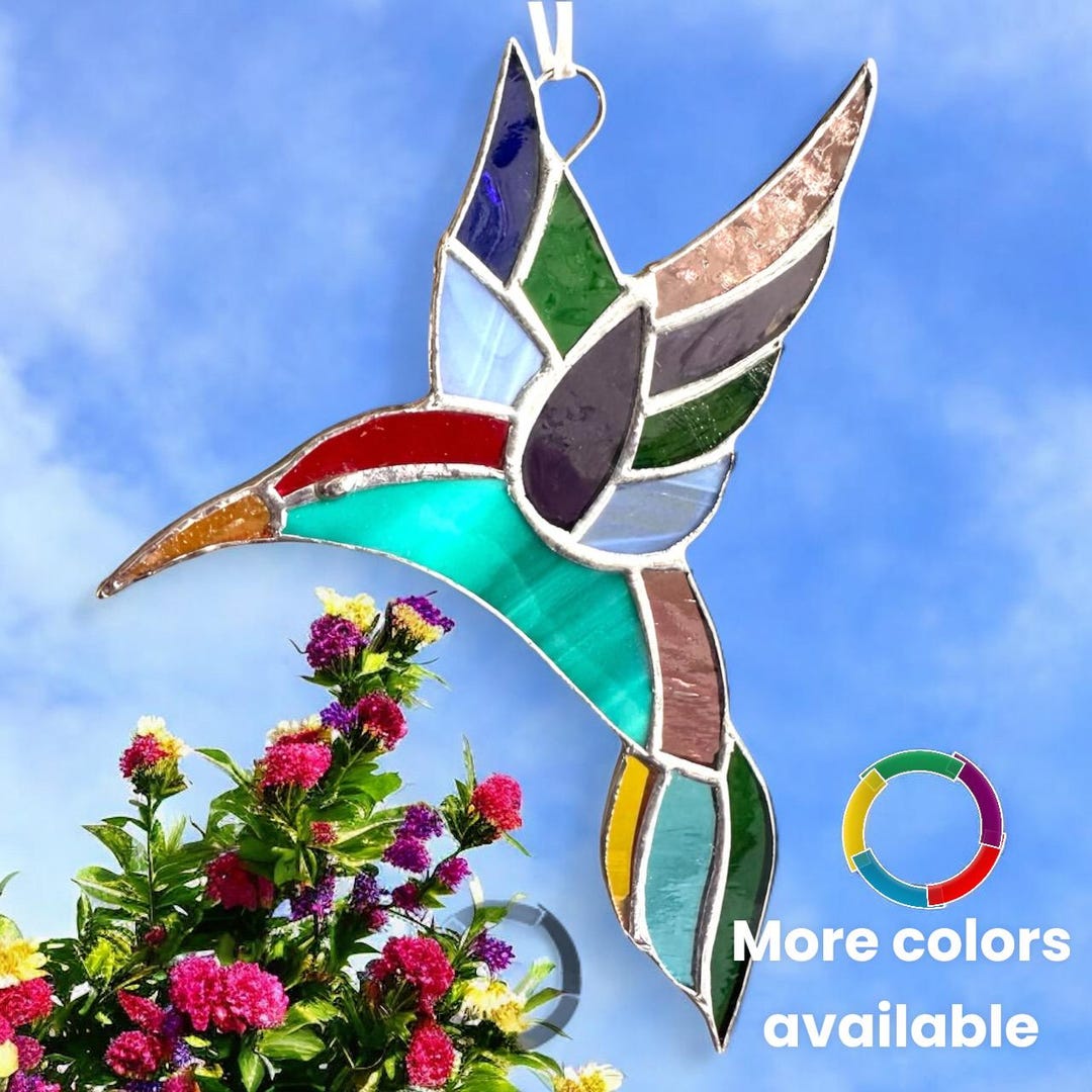 Stained Glass Hummingbirds Window Sun-catcher Home, Garden and Patio ...