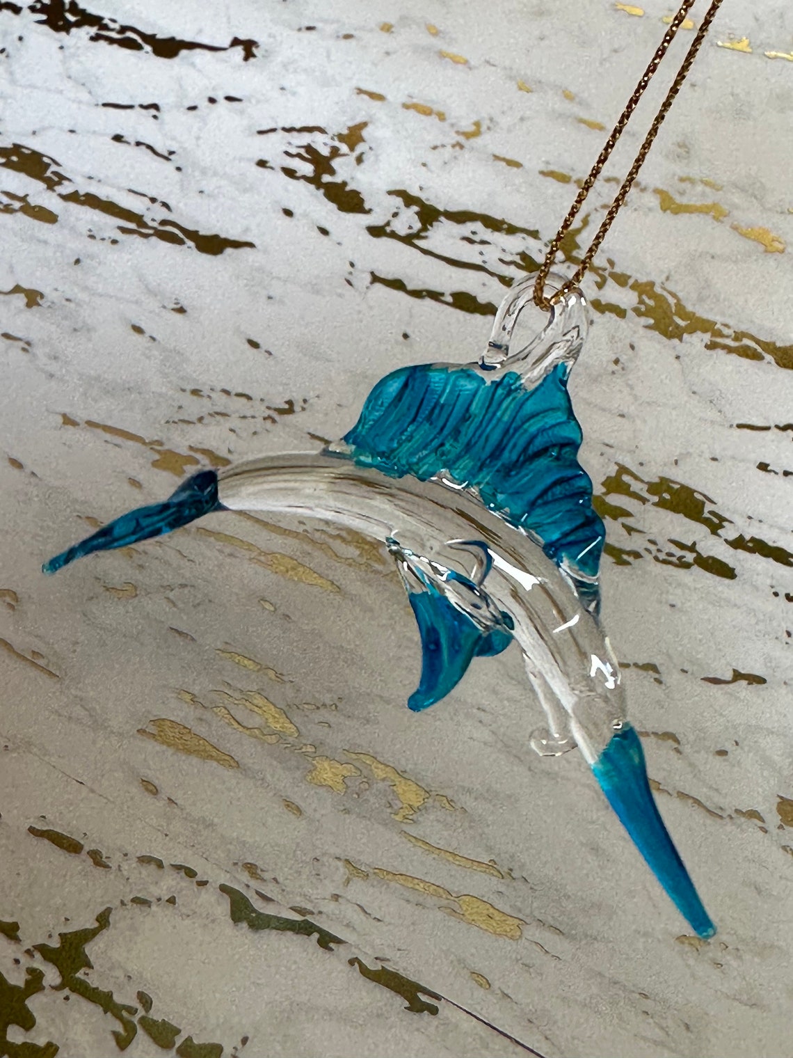 Swordfish Glass-blown Ornament Figurine Rear-view Mirror Car ...