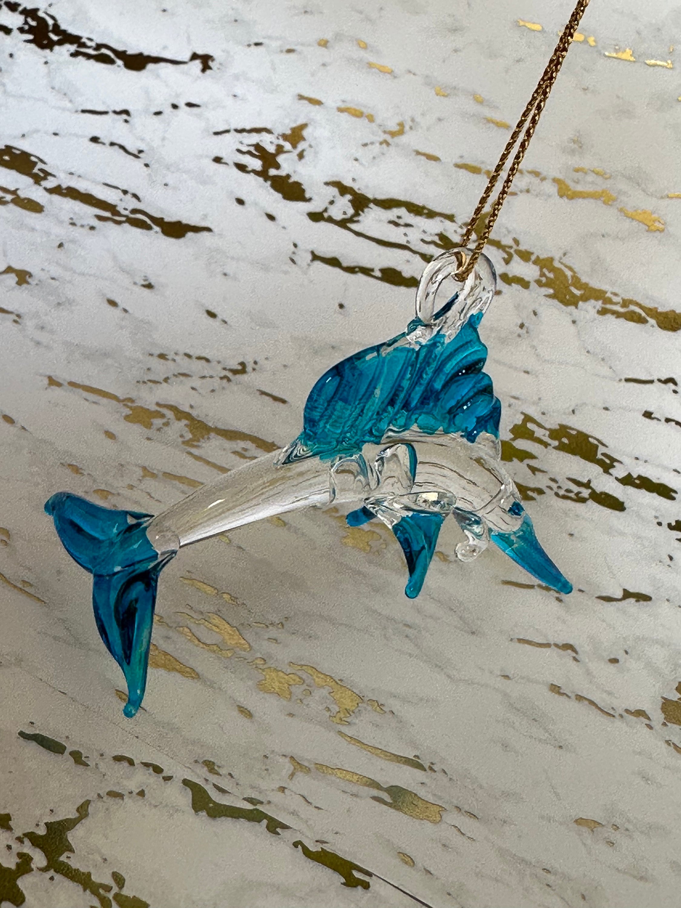 Swordfish Glass-blown Ornament Figurine Rear-view Mirror Car ...