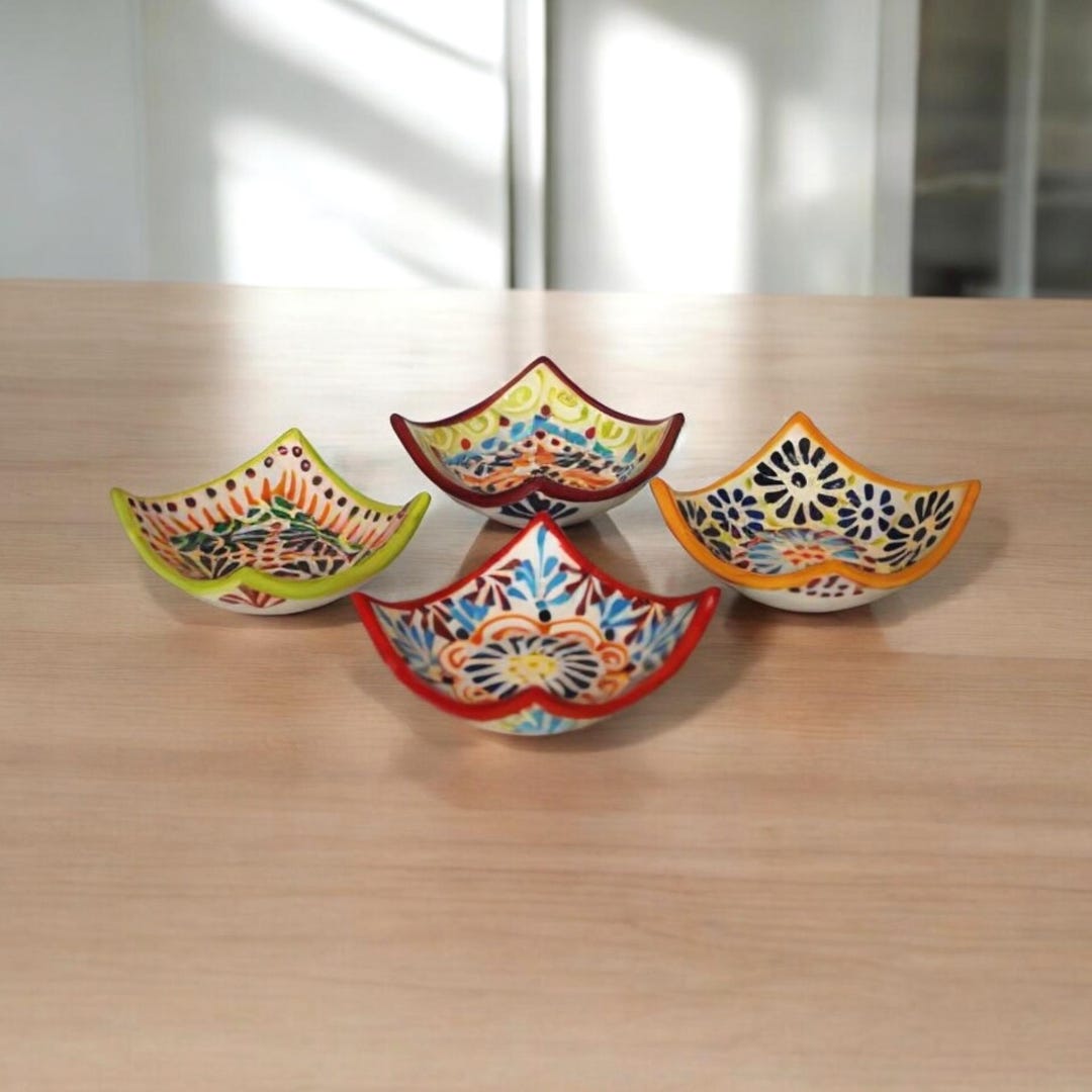 Ceramic Talavera Square Bowls Set of 4 Pcs - Etsy