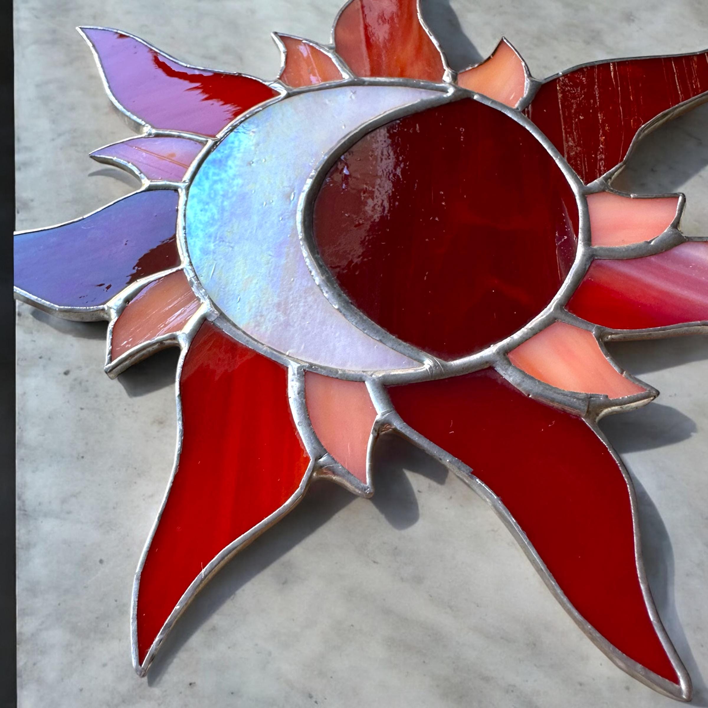 Stained Glass Moon Sun Eclipse Window Sun-catcher. - Etsy