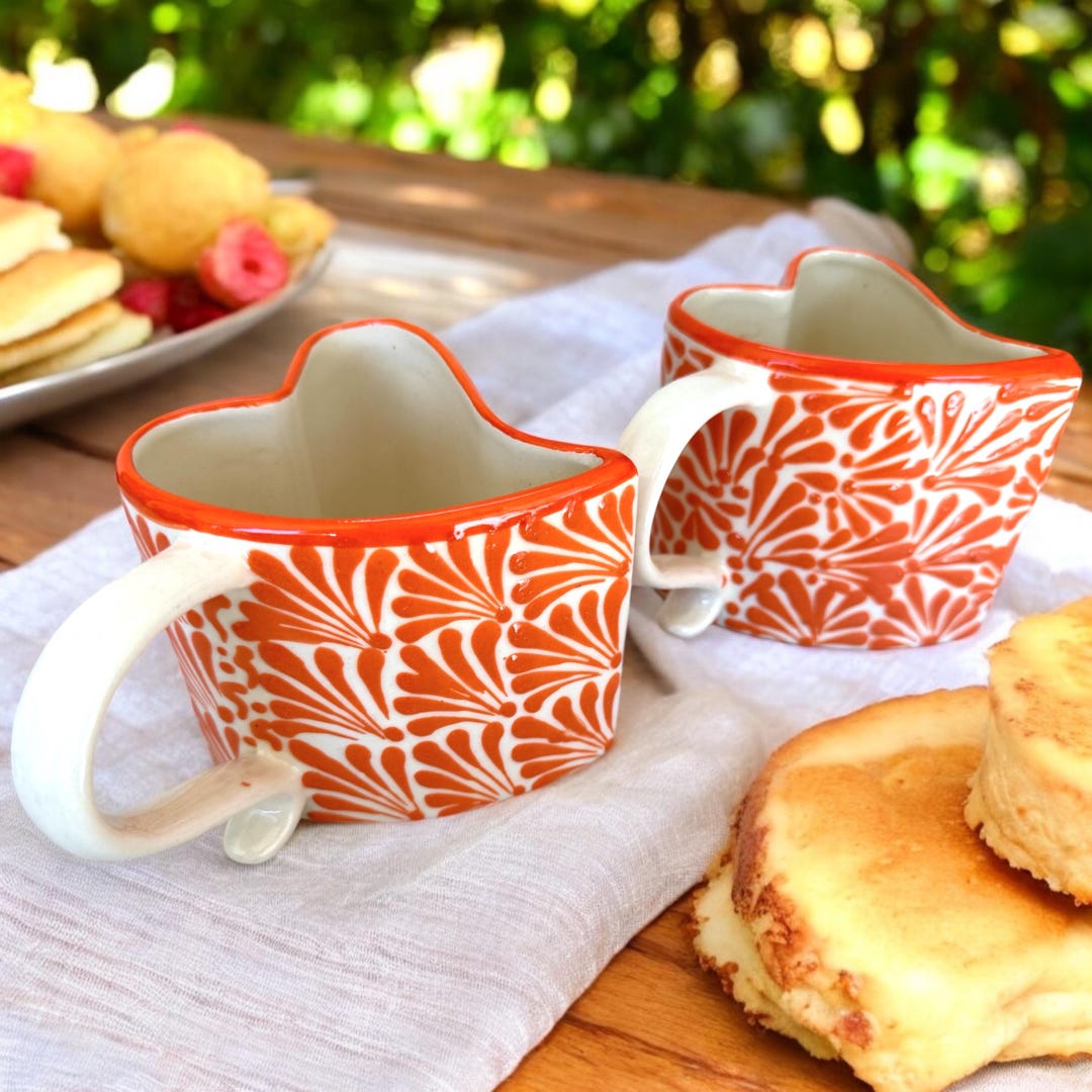 Talavera Heart Shaped Coffee Mug Set 2 Pieces - Etsy
