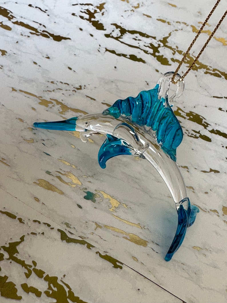 Swordfish Glass-blown Ornament Figurine Rear-view Mirror Car ...