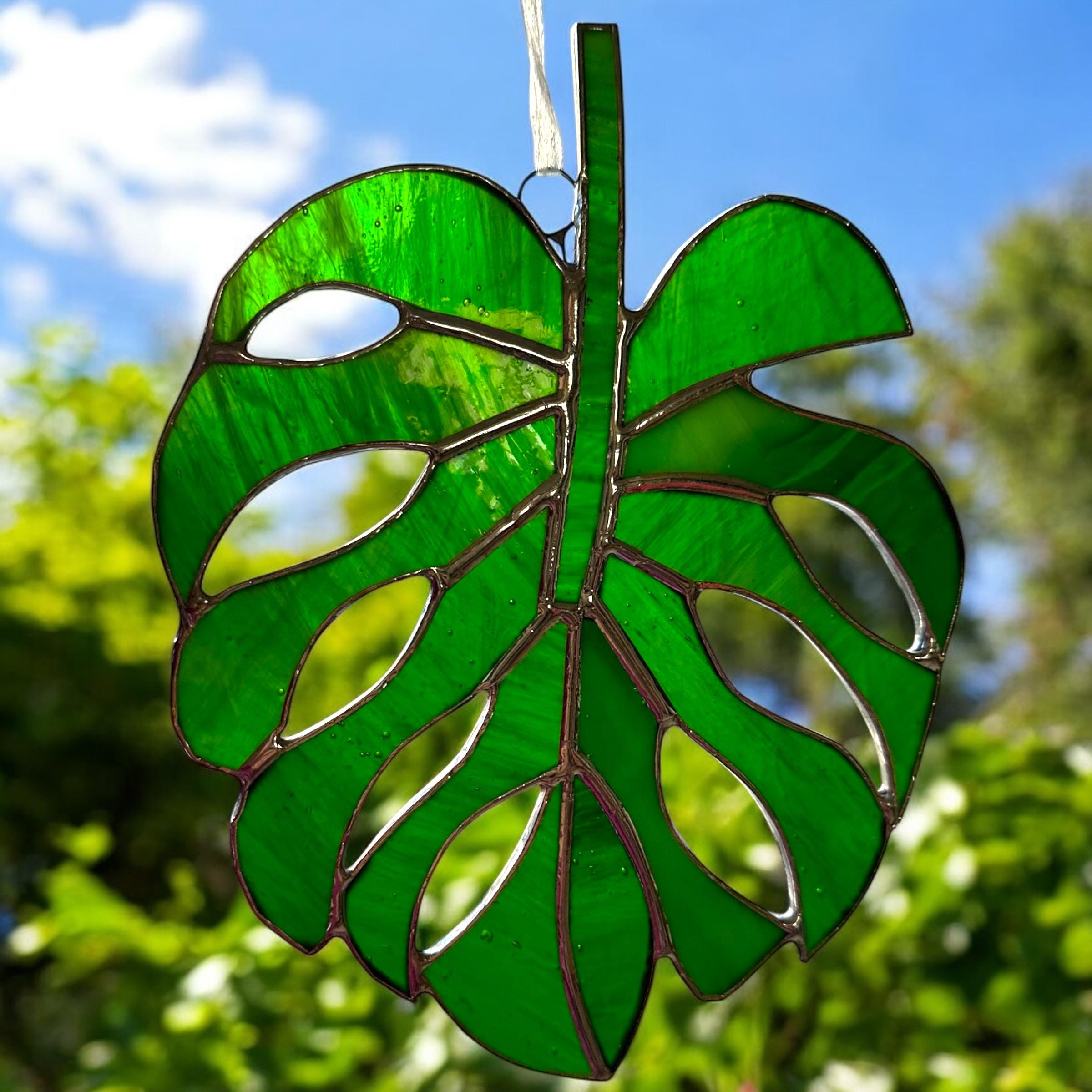 Stained Glass Monstera Deliciosa Leaf Sun-catcher, Window Corner. - Etsy