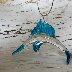 Swordfish Glass-blown Ornament Figurine Rear-view Mirror Car ...