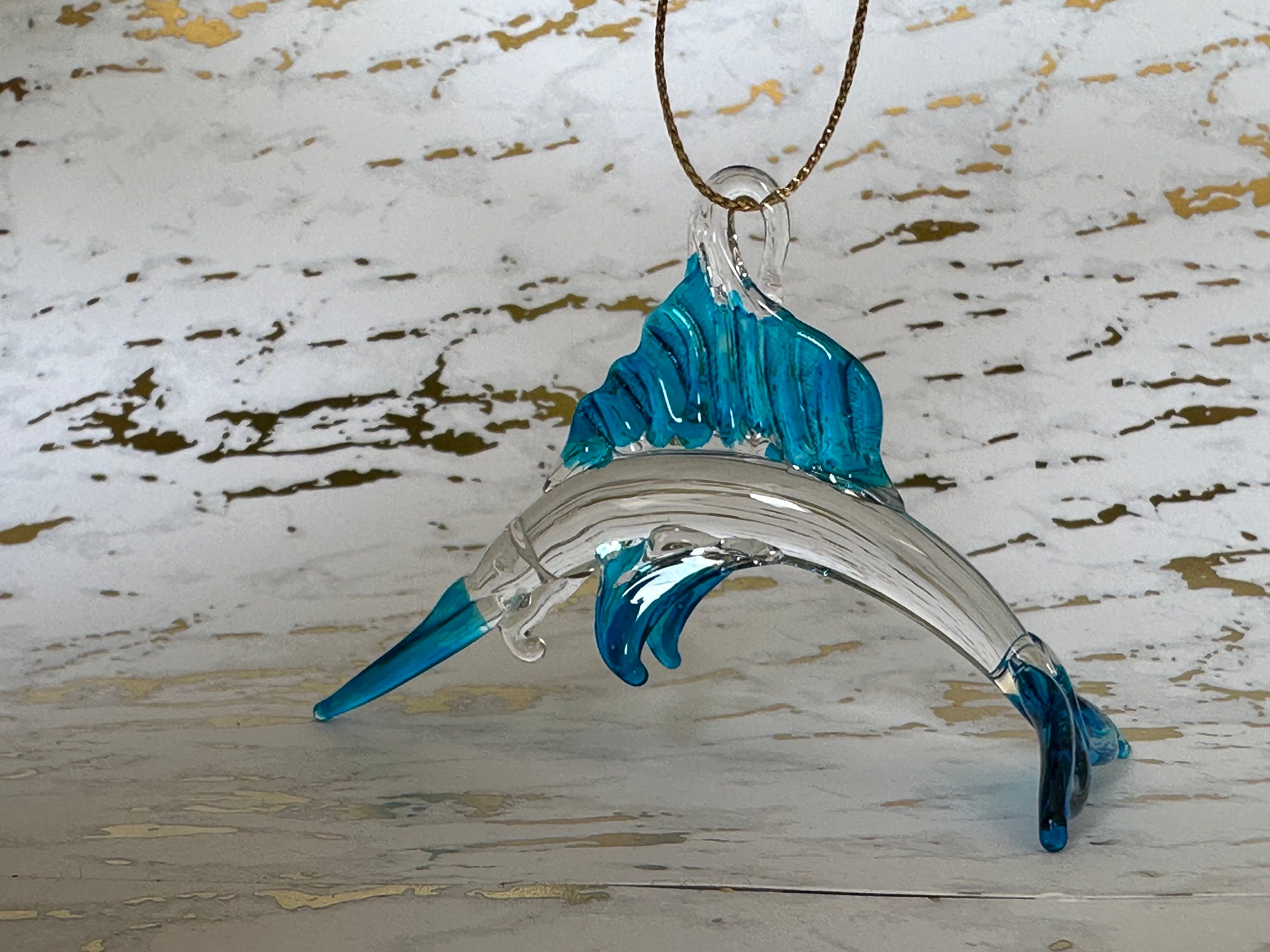 Swordfish Glass-blown Ornament Figurine Rear-view Mirror Car ...