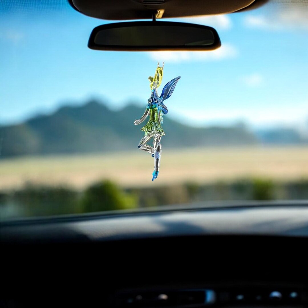 Tinkerbell Pixie Glass-blown Ornament Figurine, Rear-view Mirror Car ...