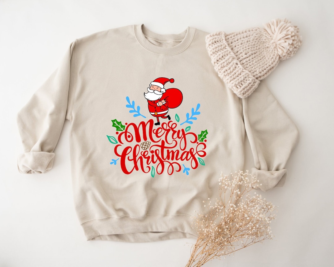 Cute Santa Sweatshirt Merry Christmas Sweatshirt Cute - Etsy