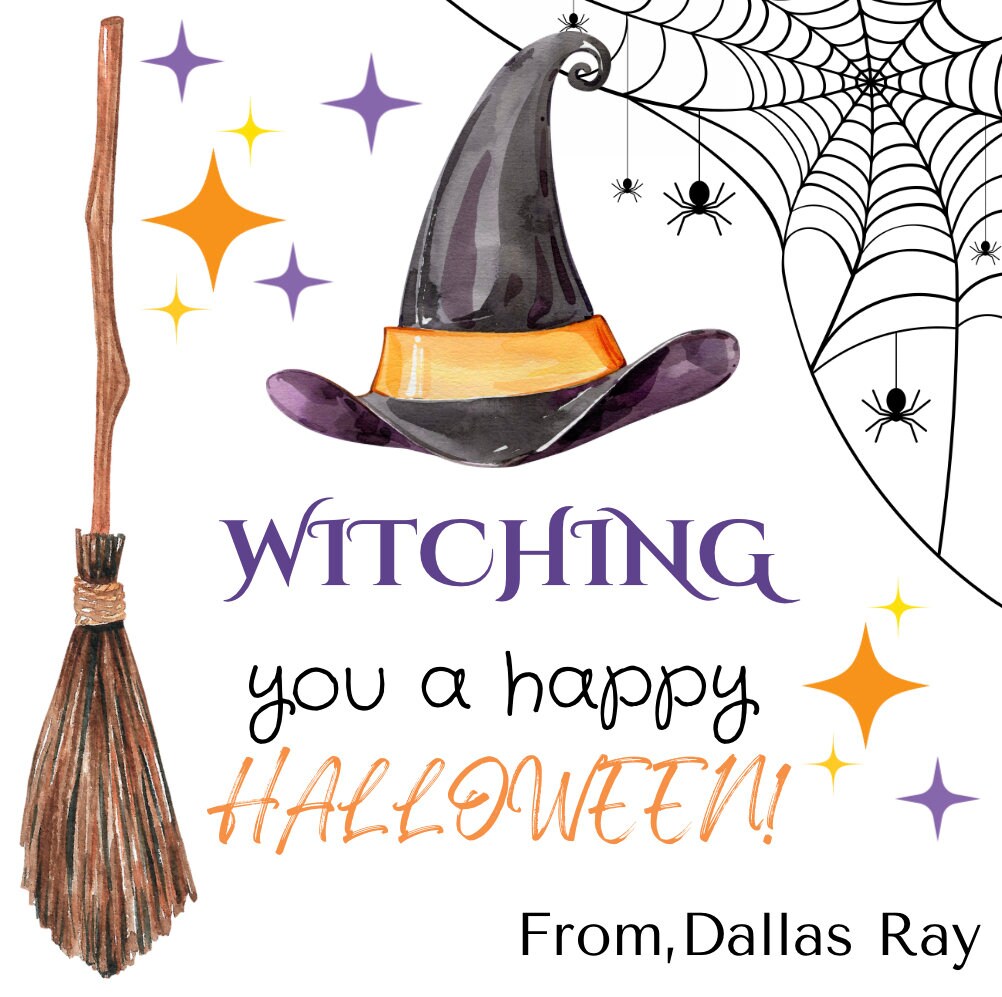 Printable Witching You a Happy Halloween Tag, Trick or Treat Favor Tags ...