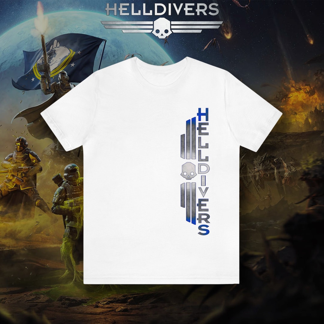 Helldivers Silver/blue T-shirt, Helldivers 2 Tee - Etsy