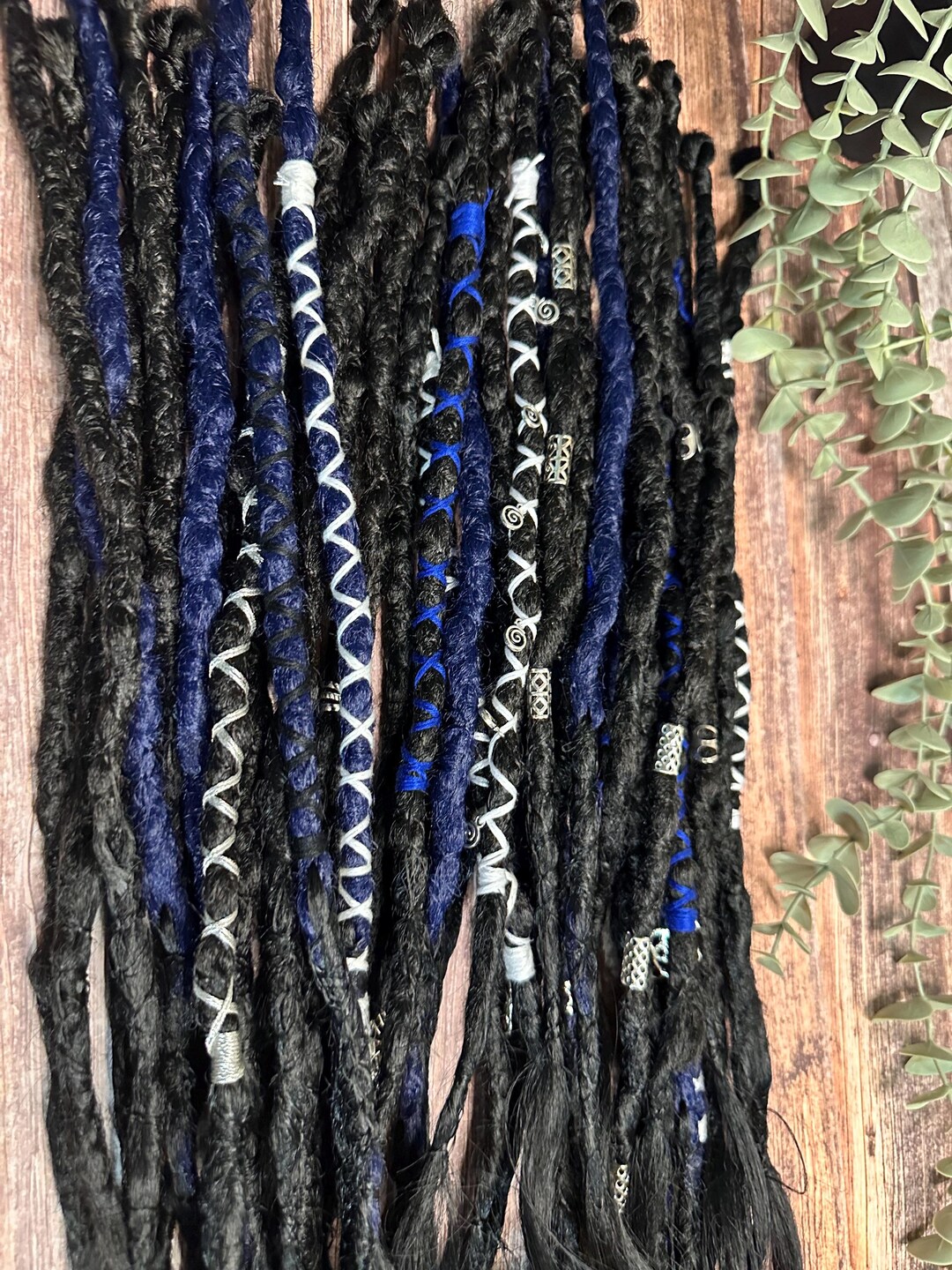 40 SE Black and Royal Blue Locs With Loose Ends Synthetic Dreadlock ...