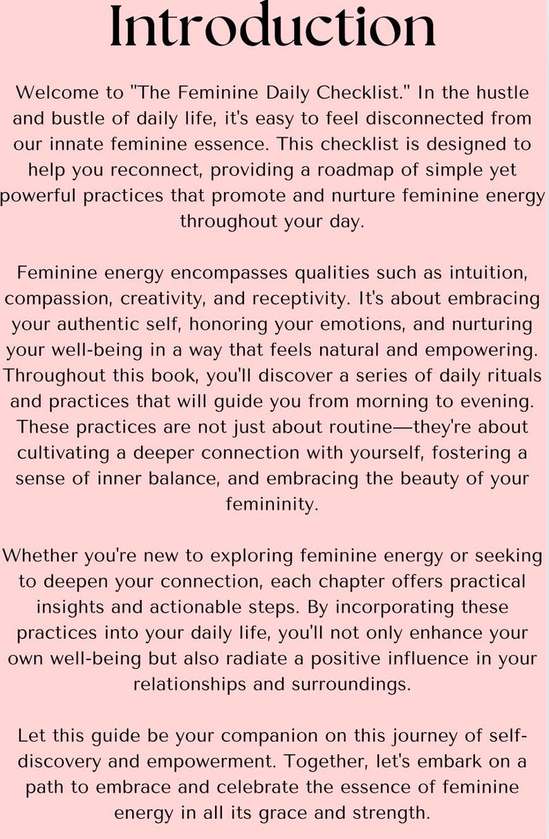 The Feminine Daily Checklist - Etsy UK