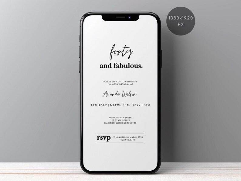40th Birthday Invitation Editable Canva Template | Forty and Fabulous ...