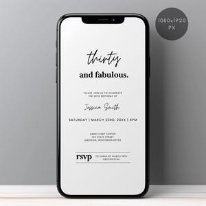 30th Birthday Invitation Editable Canva Template | Thirty and Fabulous ...