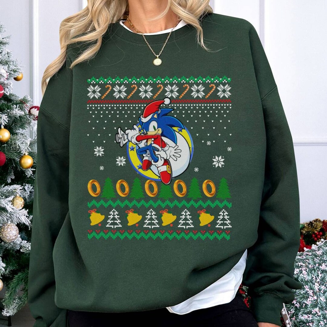 Sonic the Hedgehog Ugly Christmas Sweater Sonic Blue Hedgehog - Etsy