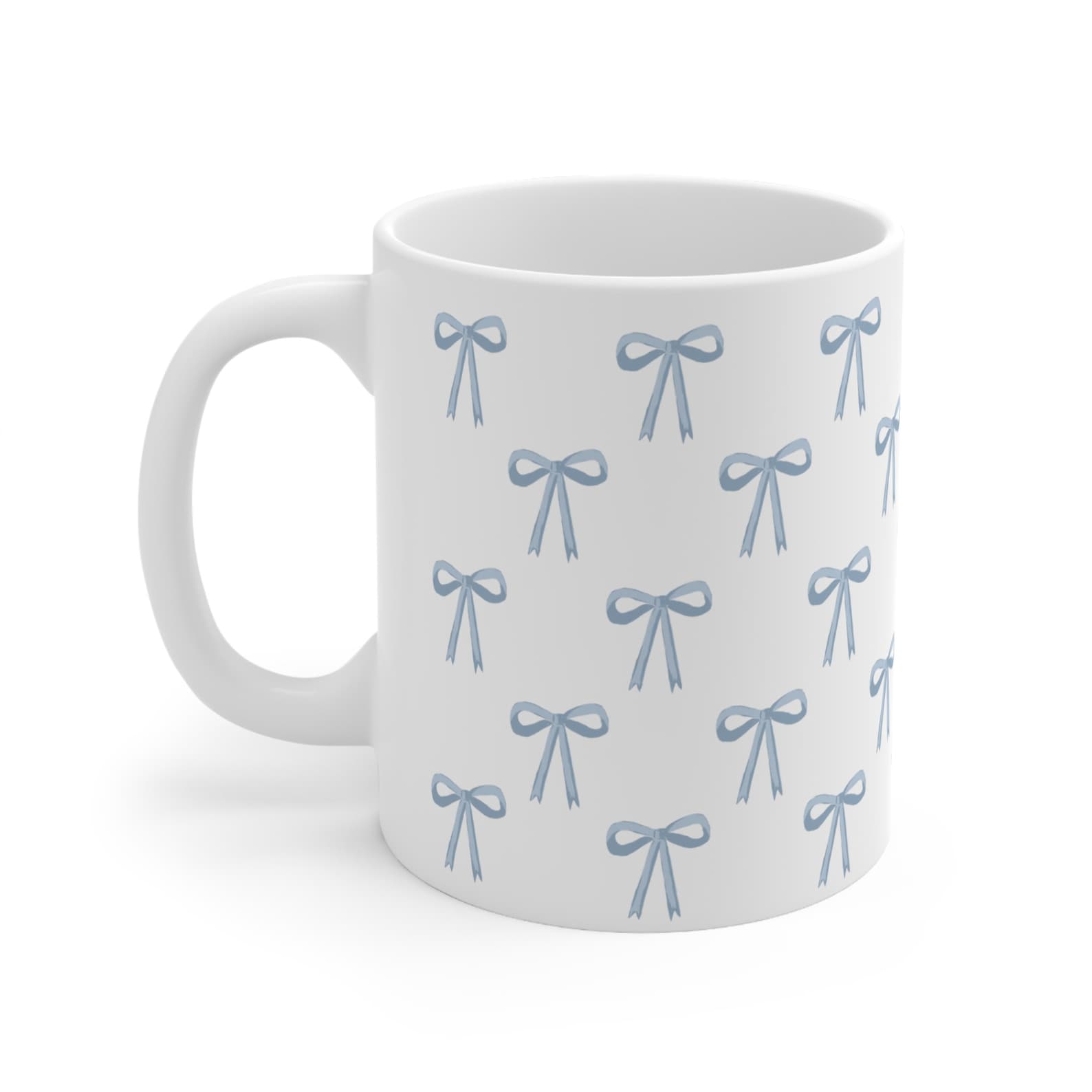 Cute Mugs Aesthetic Coquette Trendy Blue Ribbon Bow Pink Aesthetic Mug ...