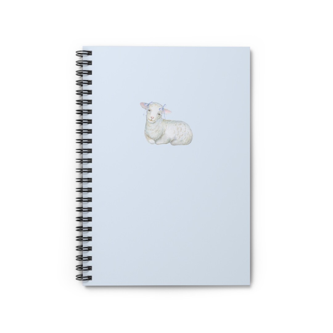 Coquette Notebook Lamb With Blue Bow Spiral Notebook Journal - Ruled ...