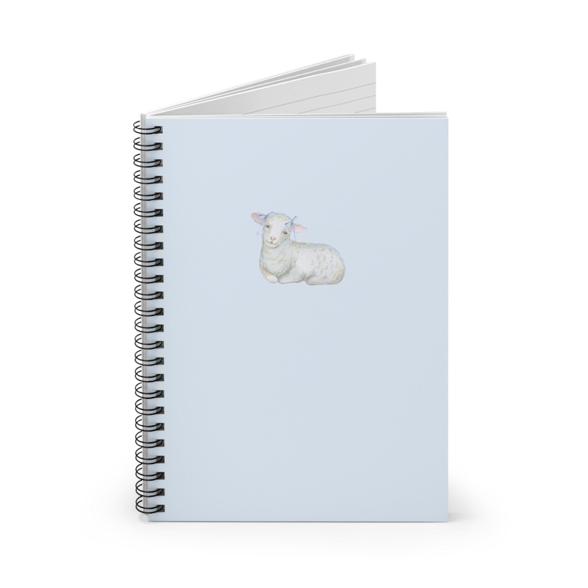 Coquette Notebook Lamb With Blue Bow Spiral Notebook Journal - Ruled ...