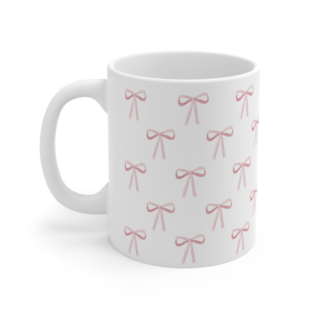 Cute Mugs Aesthetic Coquette Trendy Pink Ribbon Bow Pink Aesthetic Mug ...