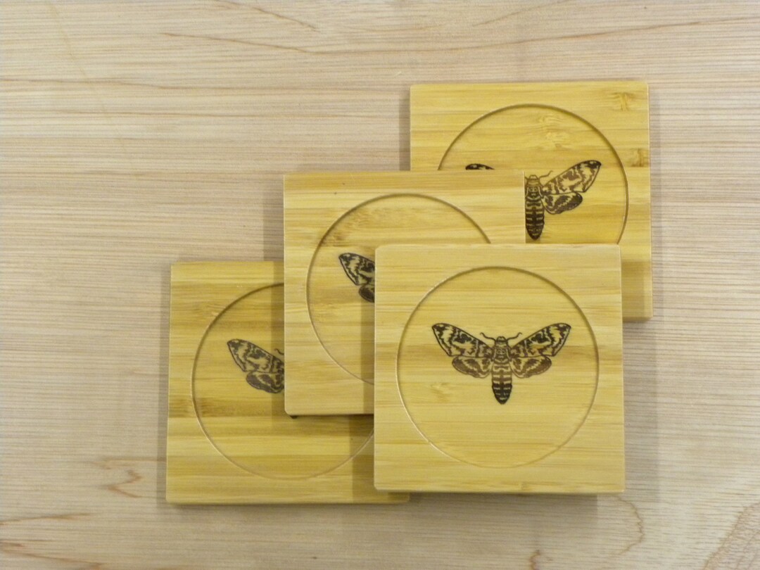 Set of 4 Custom Bamboo Coasters - Etsy