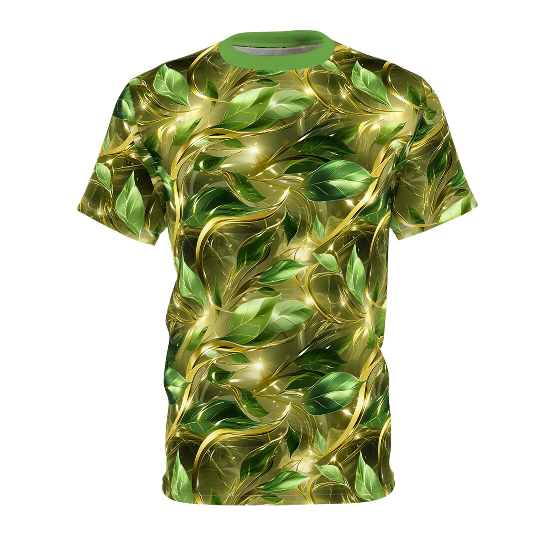 Abstract Green Leaves Tornado All Over Print Unisex Cut & Sew Tee - Etsy