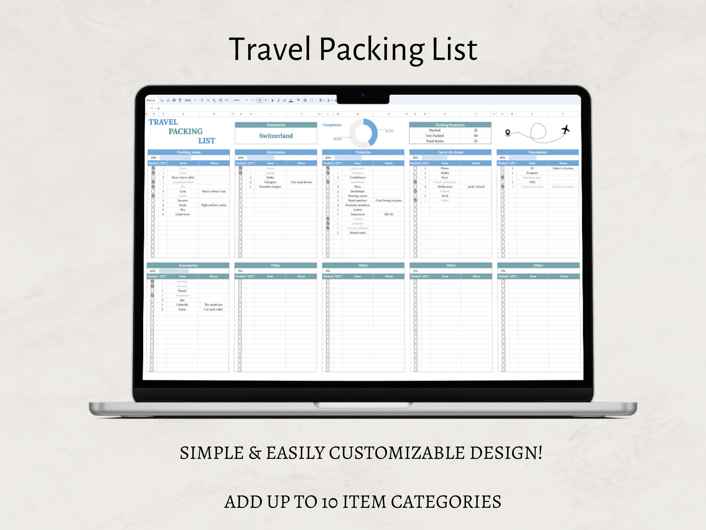 Family Packing List Template for Google Sheets, Travel Planning ...