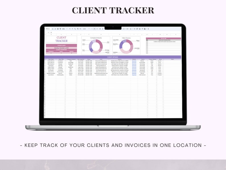 Client Tracker Template for Google Sheets, Client Management Spreadsheet, Invoice Tracker ...
