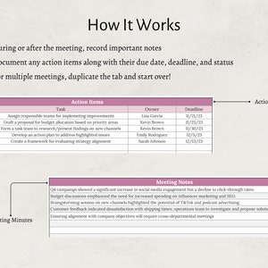 Meeting Notes and Agenda Template for Google Sheets, Meeting Minutes ...
