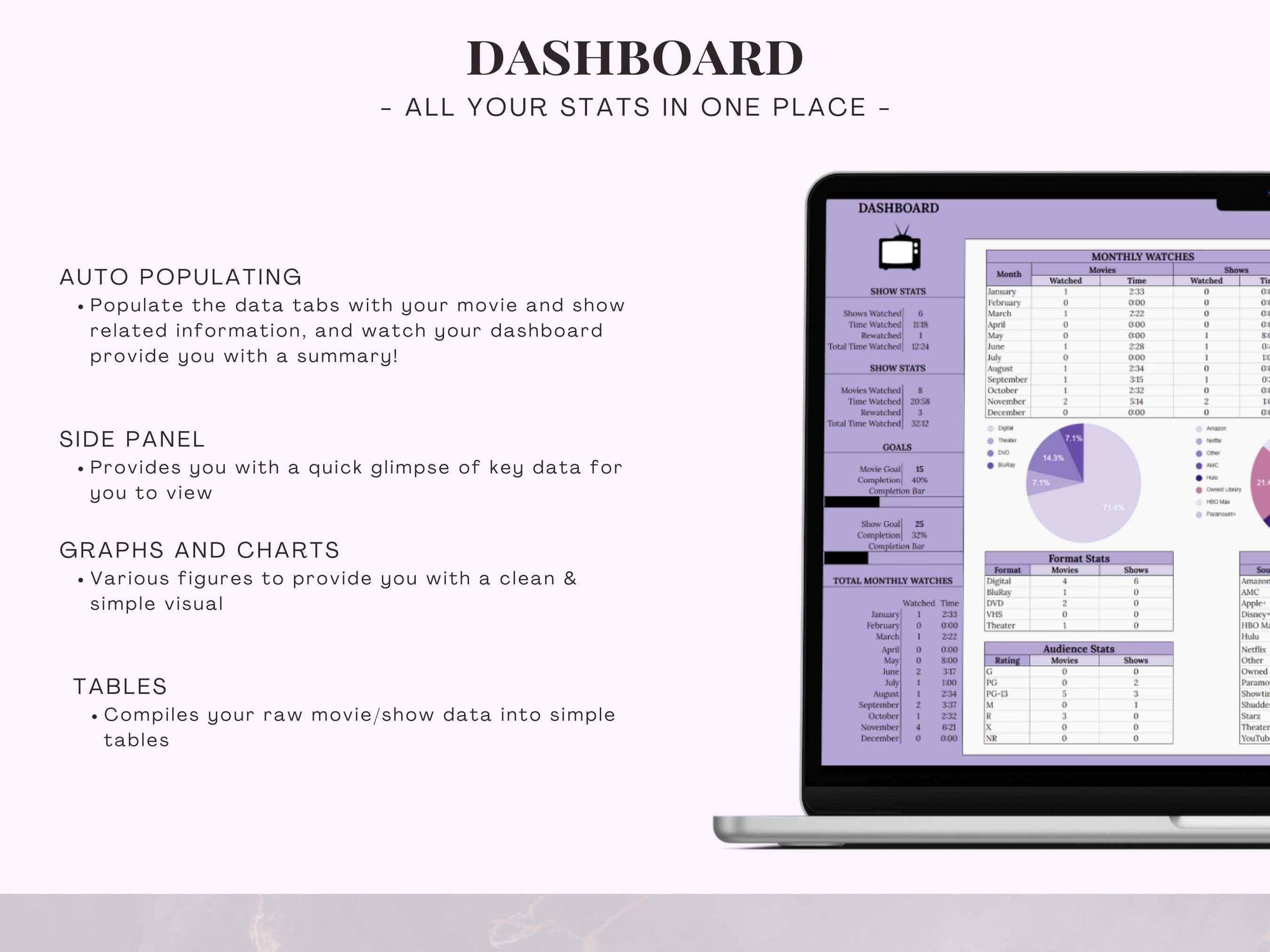 TV Show and Movie Tracker Google Sheets Template, Television Series ...