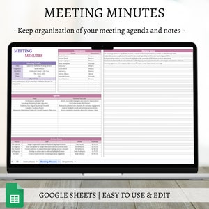 Meeting Notes and Agenda Template for Google Sheets, Meeting Minutes ...
