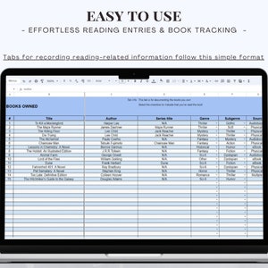 Reading Tracker Excel Template Book Tracker Google Sheets Spreadsheet ...