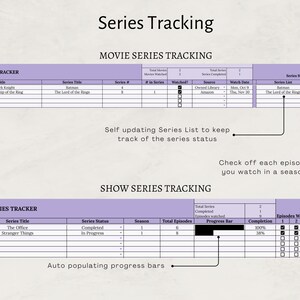 Movie & Show Tracking Spreadsheet Template for Google Sheets, TV Show ...