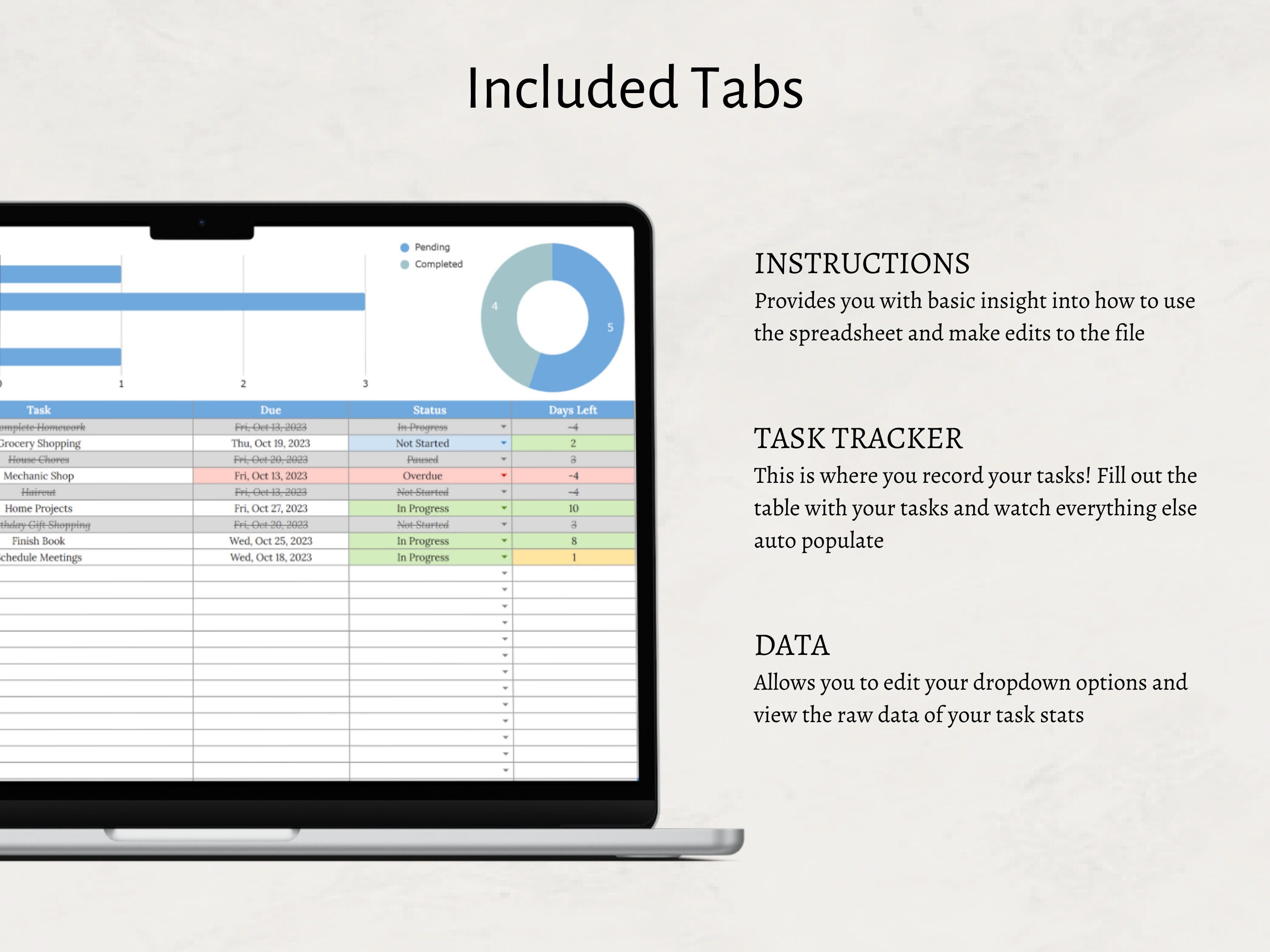 Task List Google Sheets Template Task Planner Spreadsheet Digital to Do ...
