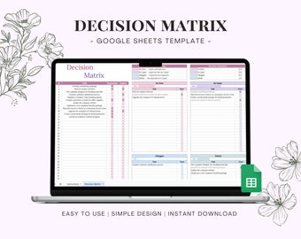 Decision Matrix Google Sheets Excel Template Daily Task Priority Tracker Checklist to Do List ...