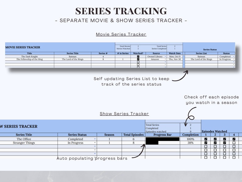 Movie and TV Show Tracker Spreadsheet Template for Google - Etsy