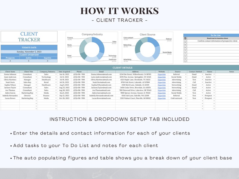 Client Tracker Spreadsheet for Small Business Owners, Google Sheets ...