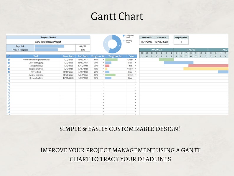 Gantt Chart for Project Managers, Project Task Tracker Template ...