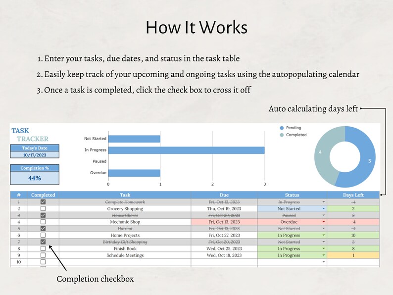 Digital To-do List Planner for Google Sheets, Task List Template ...