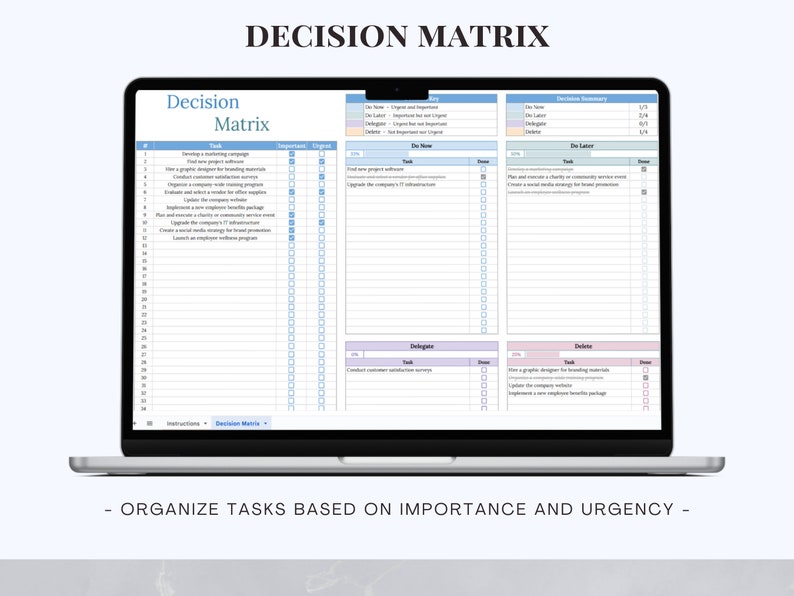 Eisenhower Decision Matrix Template for Google Sheets, Priority Matrix ...