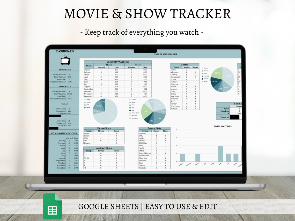 TV Show Tracker Spreadsheet Template for Google Sheets, Movie Series ...