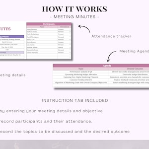 Meeting Minutes Spreadsheet Template for Google Sheets, Work Meeting ...