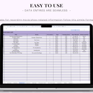 TV Show and Movie Tracker Google Sheets Template, Television Series ...