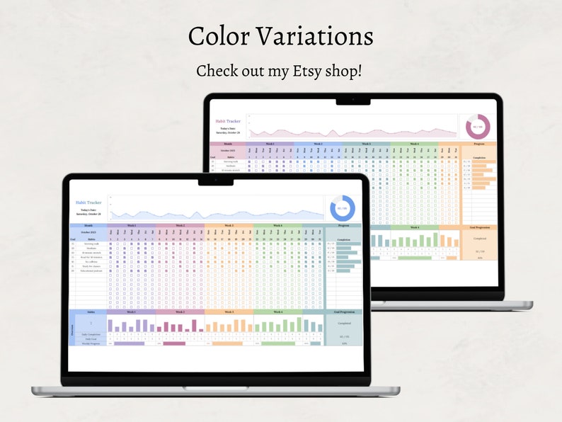 Habit Tracker Spreadsheet Template for Google Sheets, Digital Daily to ...