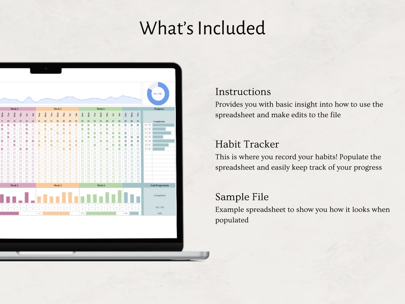 Habit Tracker Spreadsheet Template for Google Sheets, Digital Daily to ...