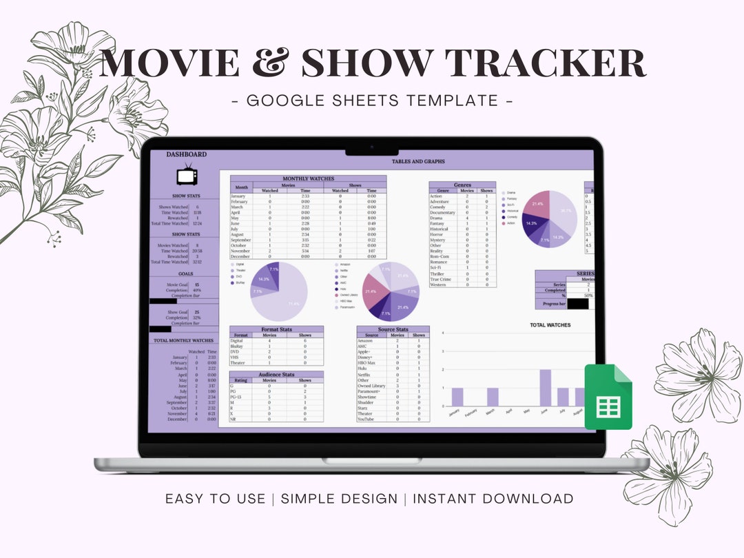TV Show and Movie Tracker Google Sheets Template, Television Series ...