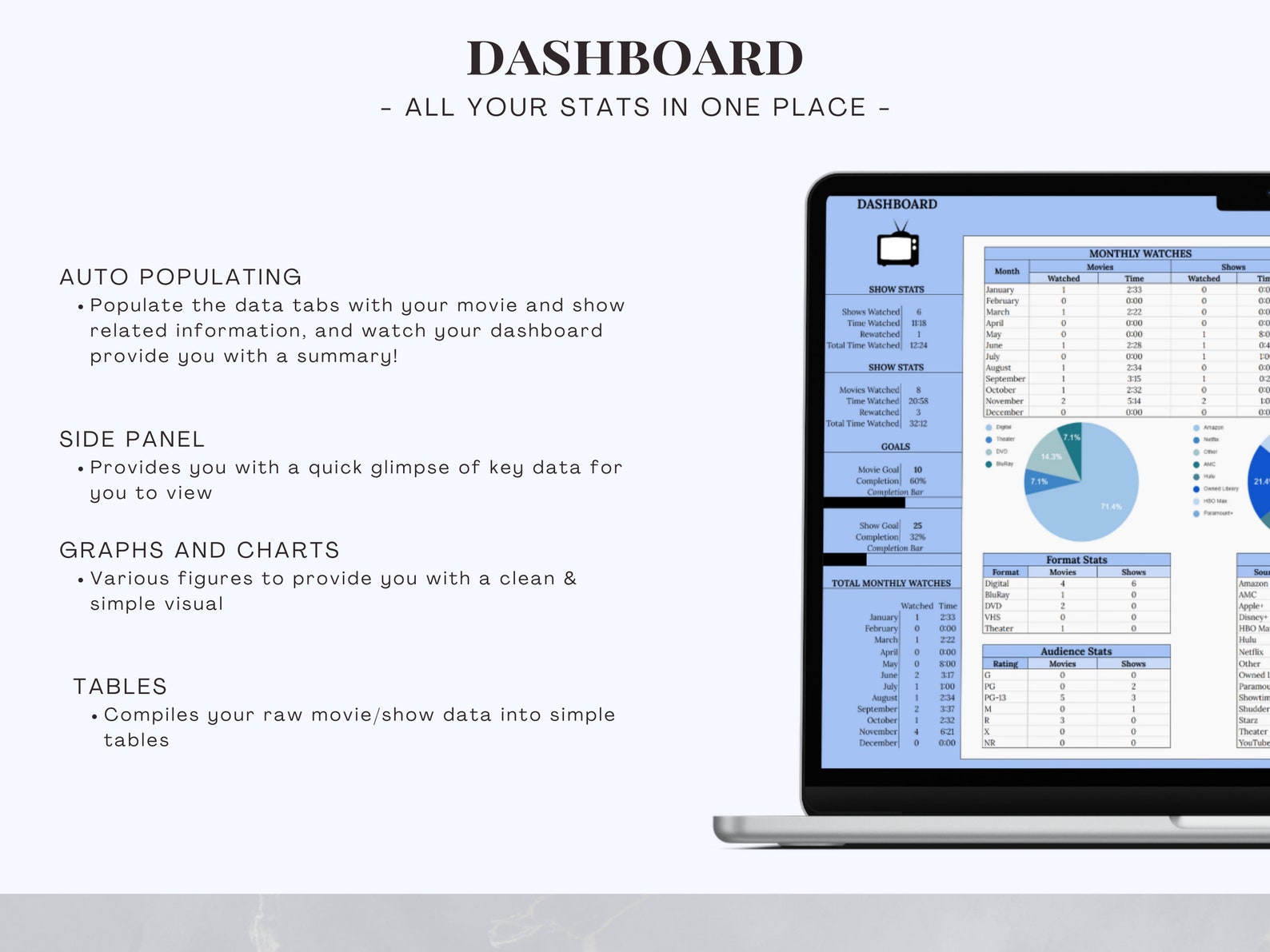 Movie and TV Show Tracker Spreadsheet Template for Google Sheets ...